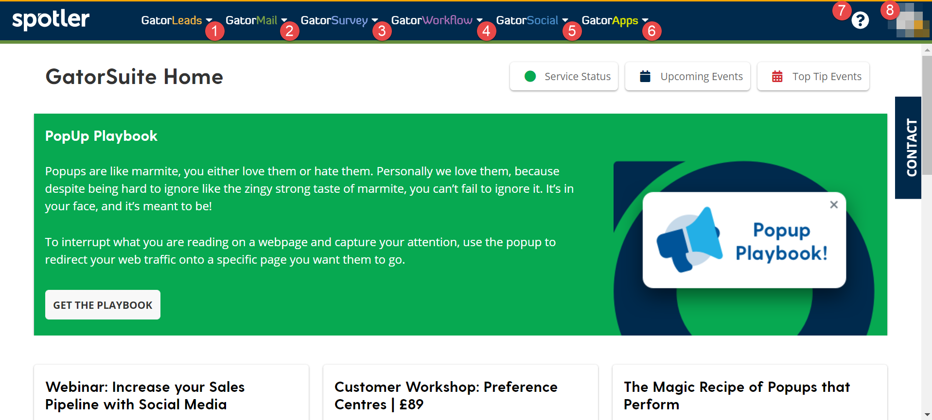 Navigating your Spotler homepage | Workbooks CRM Support
